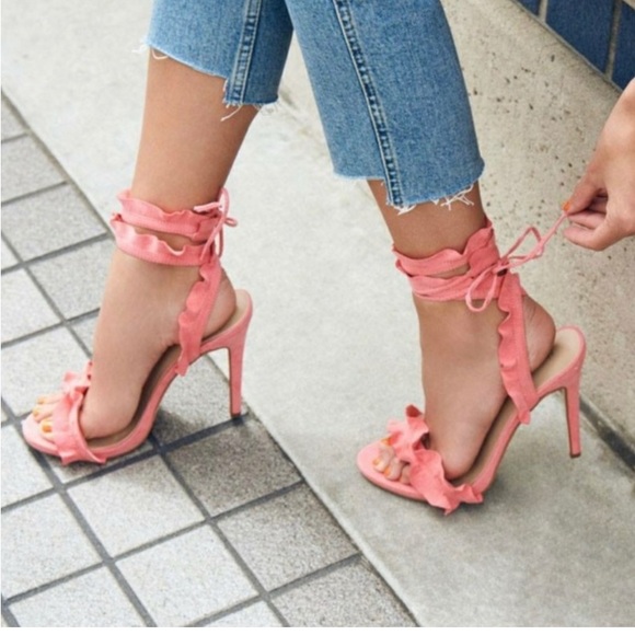 Shoe Dazzle | Shoes | Ruffle Wrap Lace Heels | Poshmark